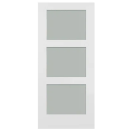 Porte en pin prépeint blanc 3 verres givrés - 30" x 80" "Shaker ...
