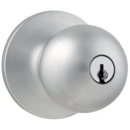 Regina door knob with lock, adjustable latch, satin chrome finish ...