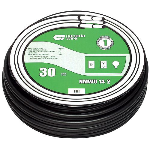 Building Wire - 14/2 NMWU - 15 A - Black - 30 m | Materiaux Pont Masson